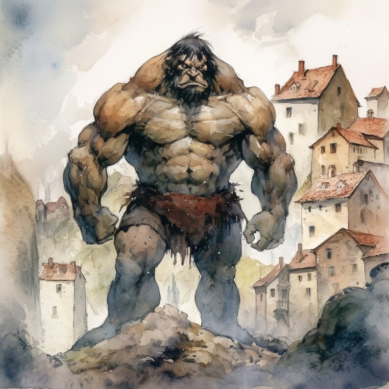 12 Watercolour Giant's Clipart Animated Characters, Mystic Watercolor ...