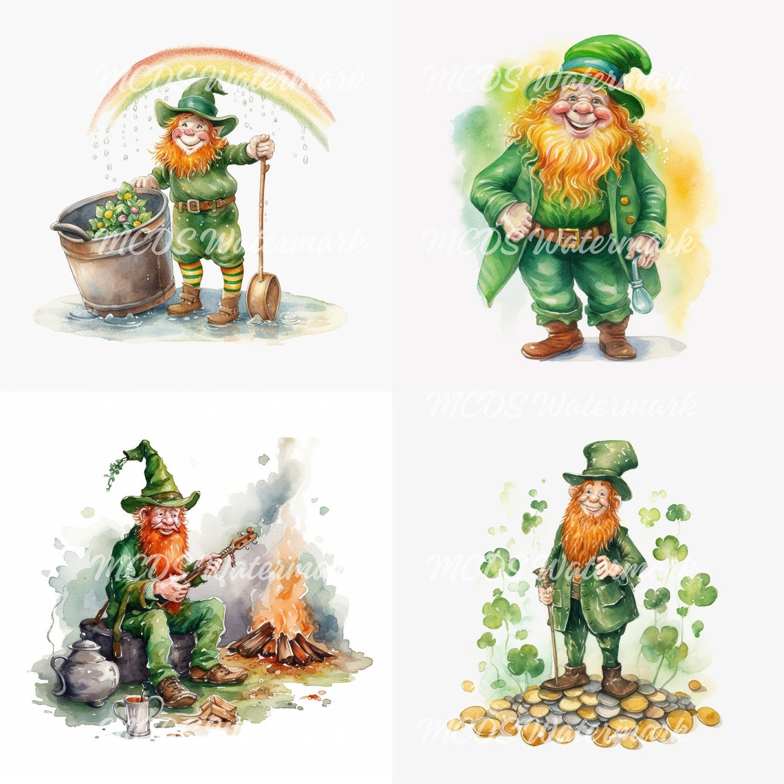 12 Watercolour Leprechaun Clipart Animated Characters, Mystical ...