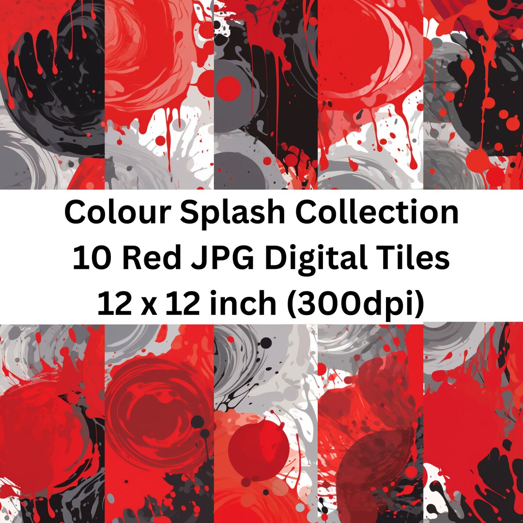 10 Red Colour Splash Collection Digital Tile Pattern Red - Etsy