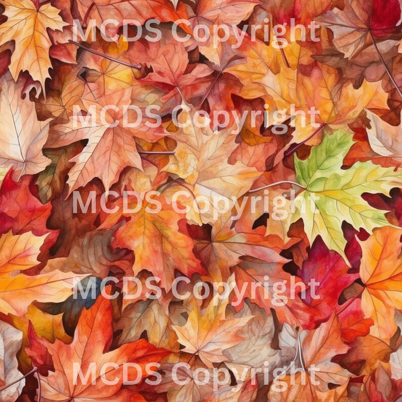 12 Watercolour Maple Leaves Digital Tile Pattern Leaf Print for ...