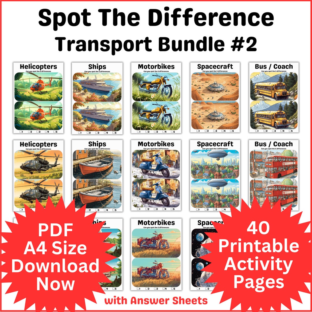 Spot the Difference - Transport Collection - 5 Themed Sets, Helicopters ...