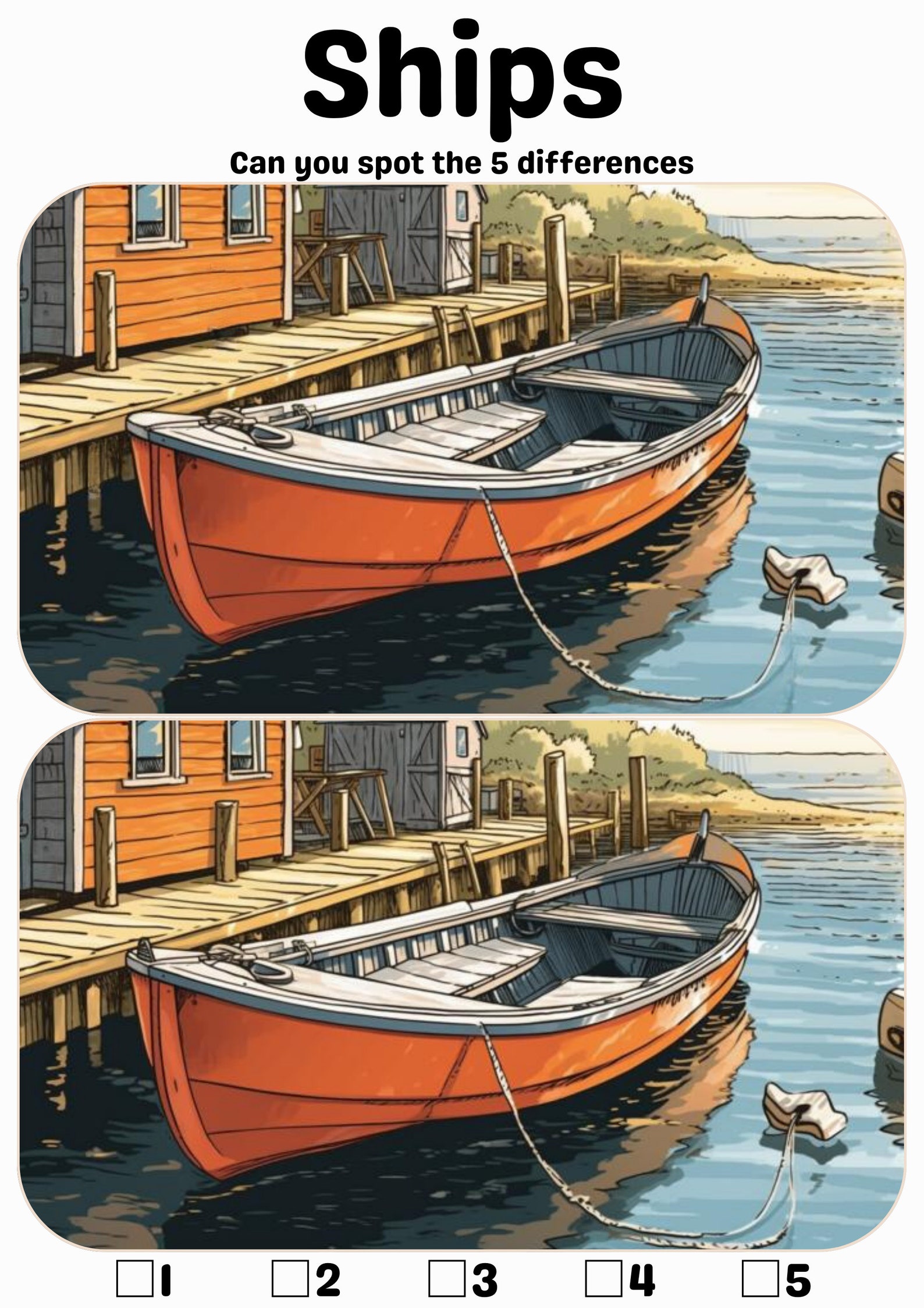 Spot the Difference - Set of 8 Ship Themed With Answer Sheet - Digital ...