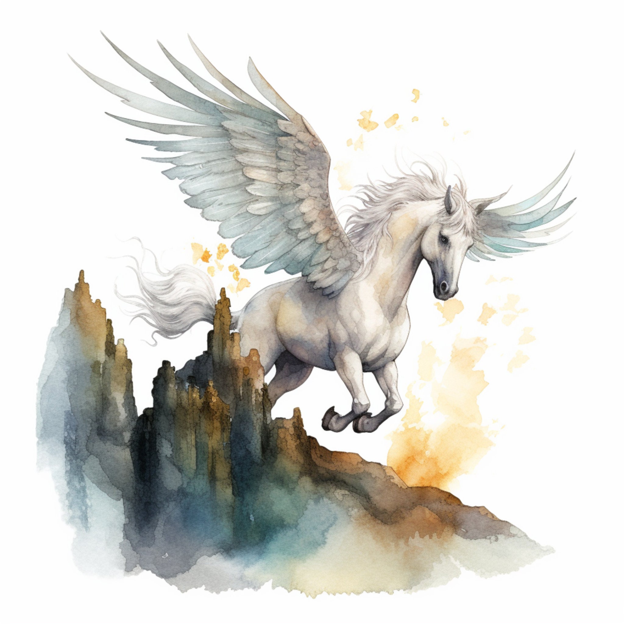 12 Watercolour Pegasus' Clipart Animated Characters, Mystical ...