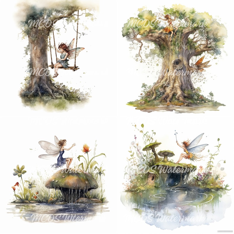 12 Watercolour Fairies Clipart Animated Characters, Mystical Watercolor Fairies, Magical Images ...