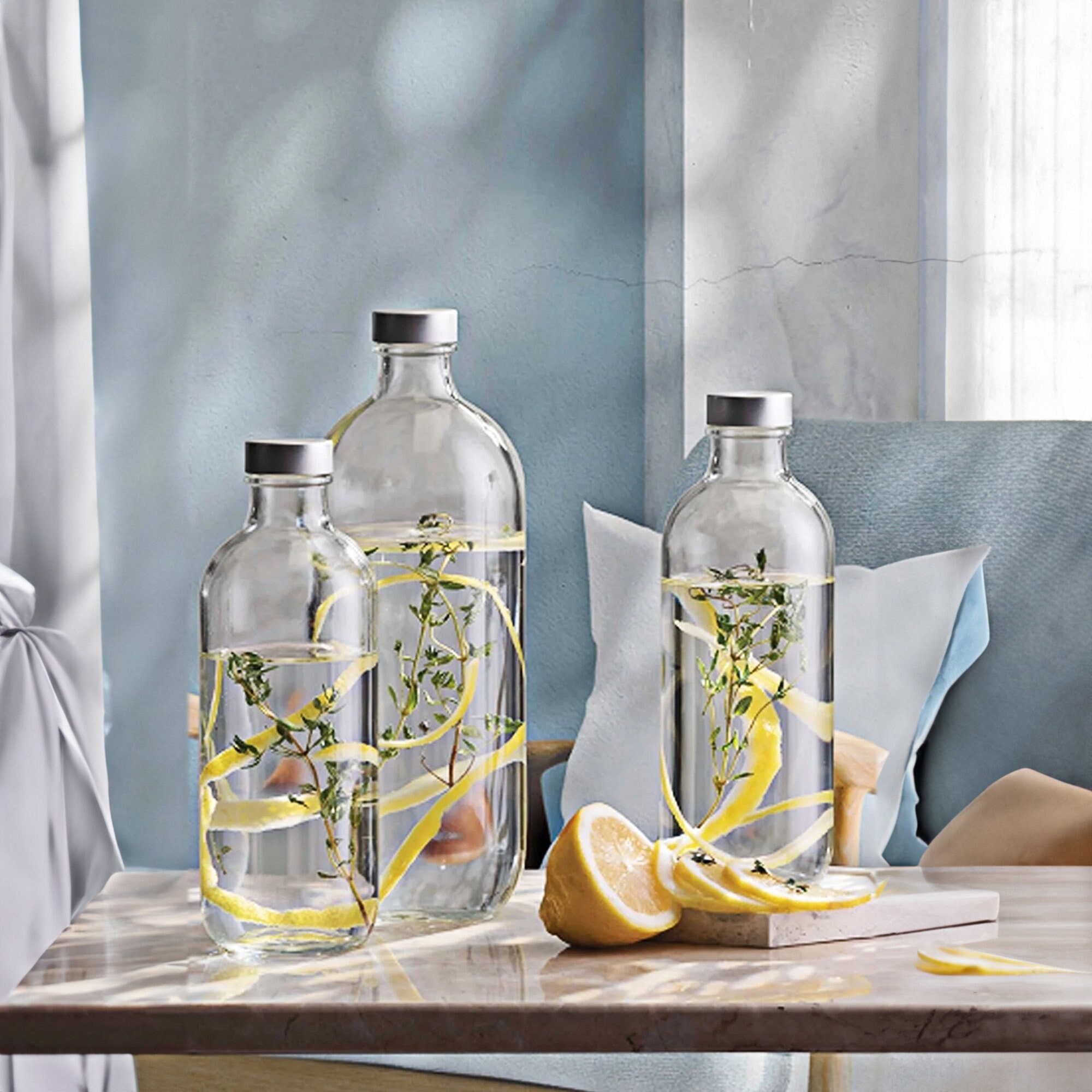 Custom Glass Water Bottle With Lid Glass Bottle for Juice, Tea and Iced ...