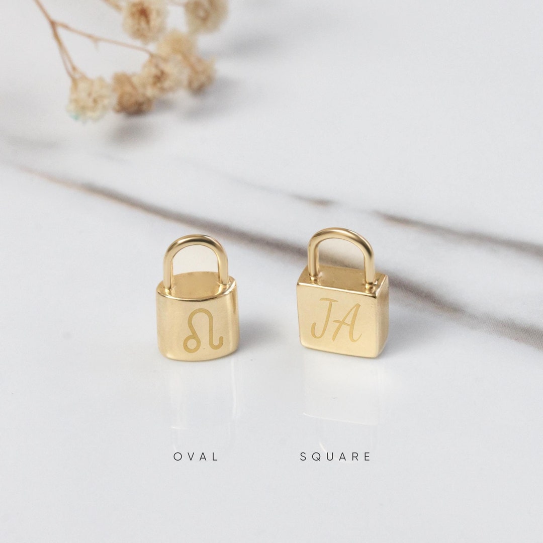 14K 18K Solid Gold Padlock Necklace, Padlock Charm Necklace , Vintage ...