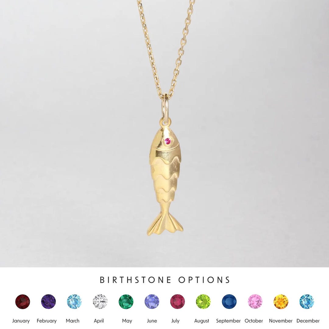 14K 18K Movable 3D Articulated Fish Necklace, Pave Fish Necklace ...