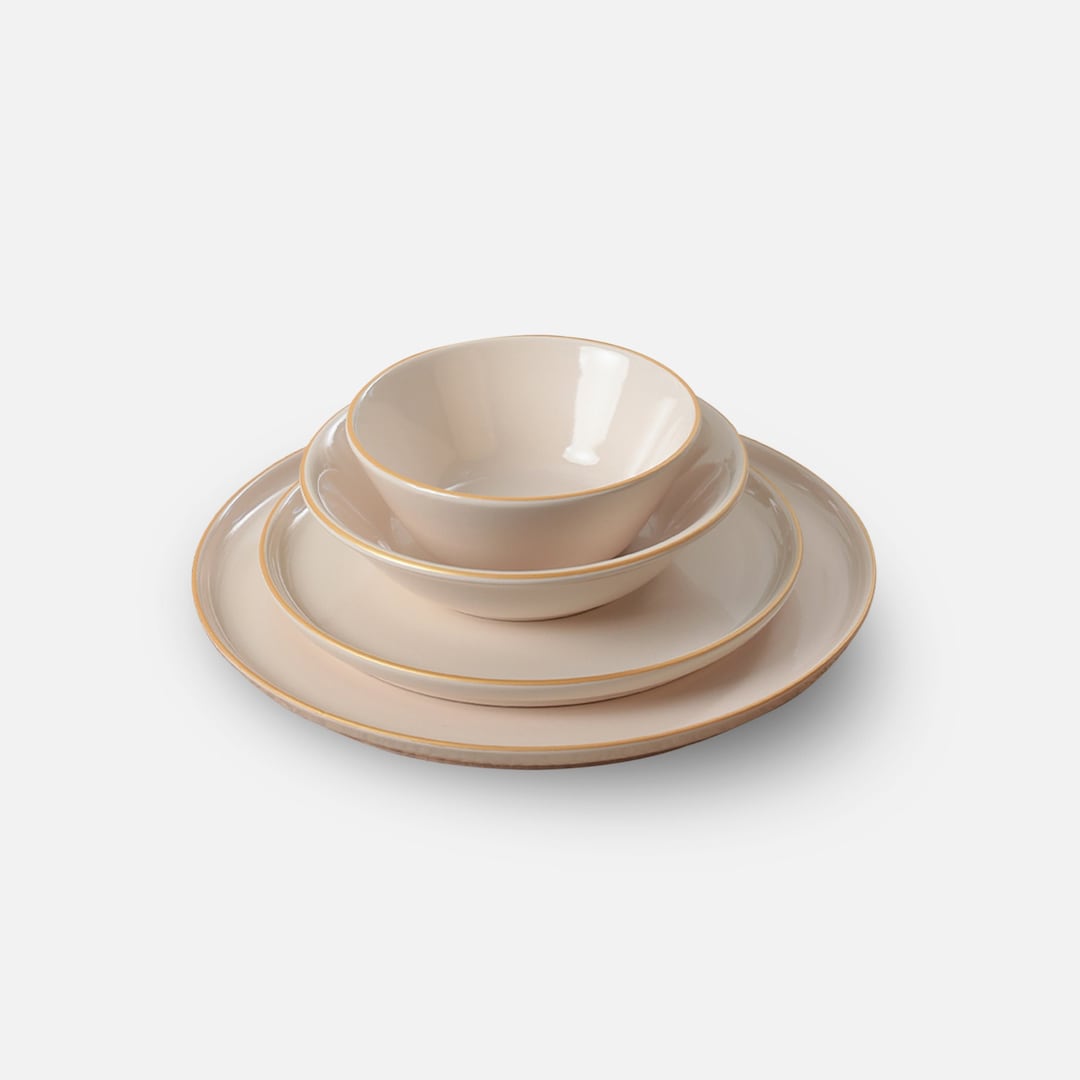 8 Piece Ceramic Dinnerware Set Cream Color Ceramic Plate Set - Etsy