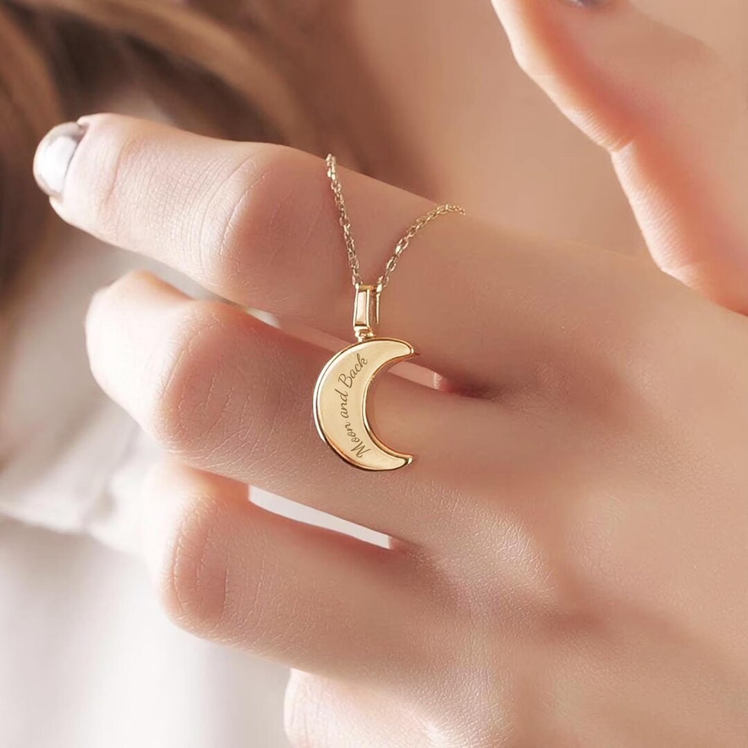 Buy 14K 18K Solid Gold Cremation Urn Moon Necklace, Gold Urn Necklace ...