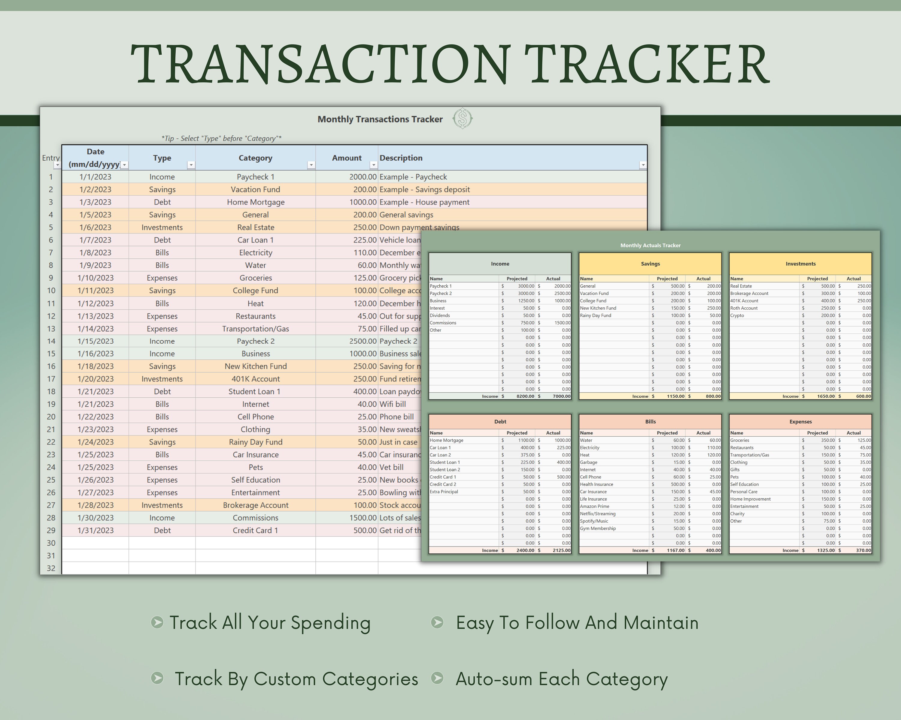 Monthly Budget Excel Financial Planner Spreadsheet Template Budget ...