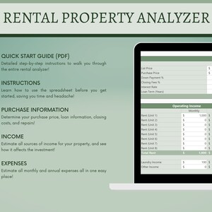 Rental Property Spreadsheet Excel, Real Estate Spreadsheet, Rental ...