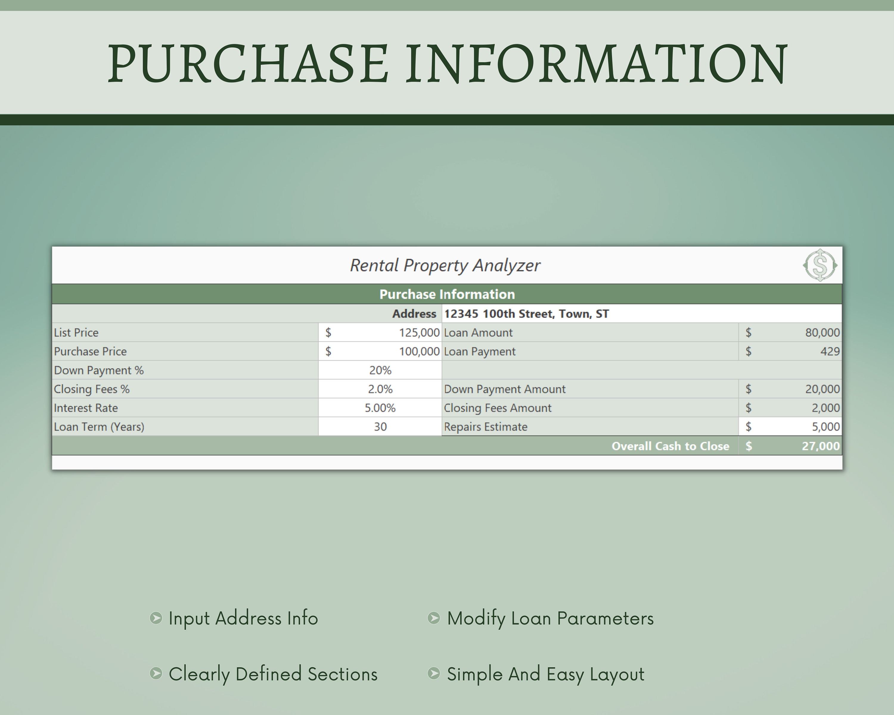 Rental Property Spreadsheet Excel, Real Estate Spreadsheet, Rental ...