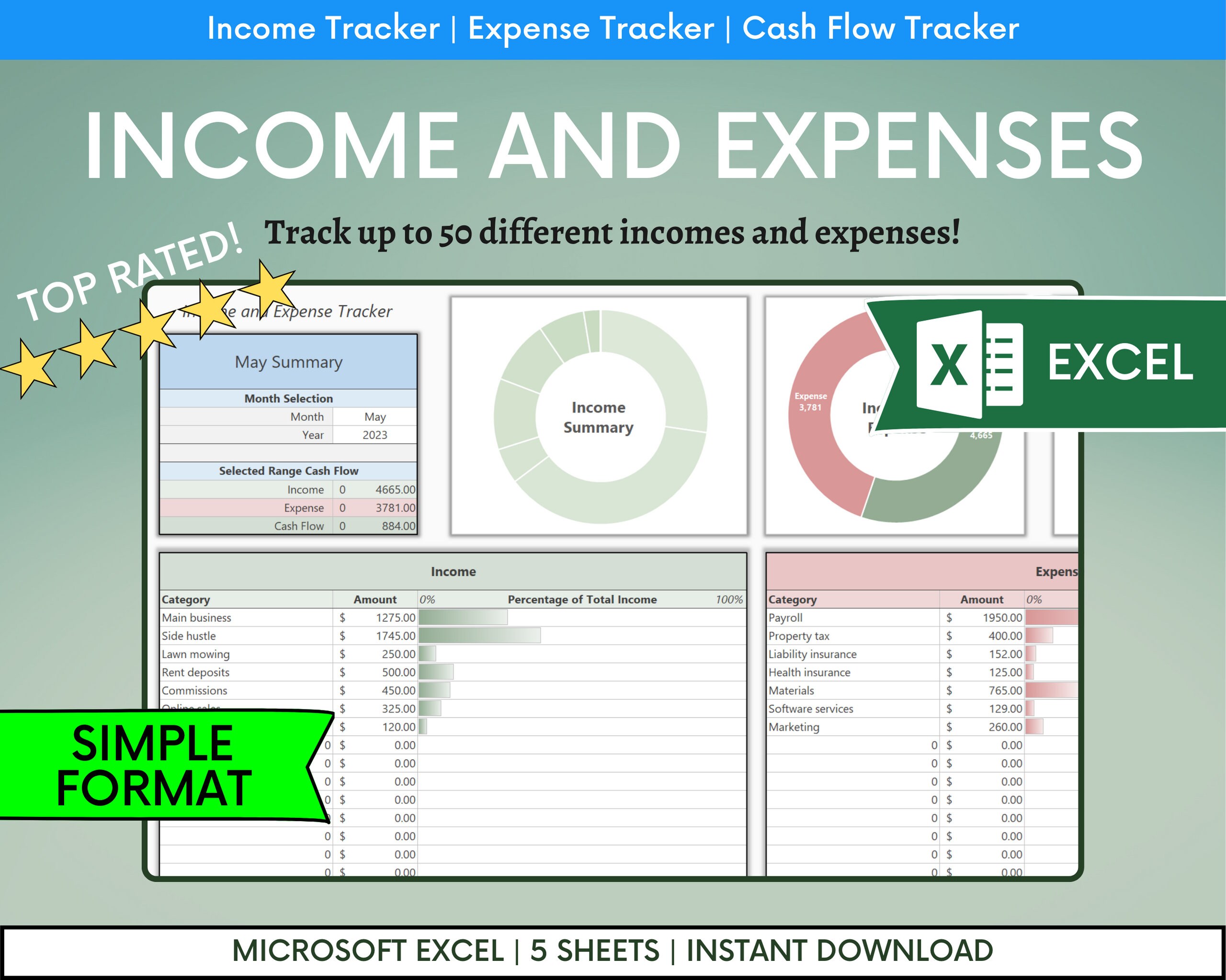 Income Expense Tracker Spreadsheet Excel Spending Tracker Income ...