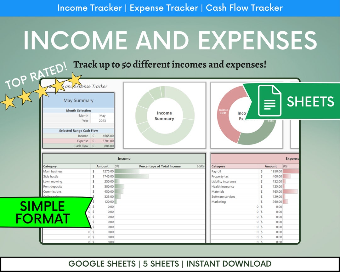 Income Expense Tracker Spreadsheet Google Sheets Spending Tracker ...