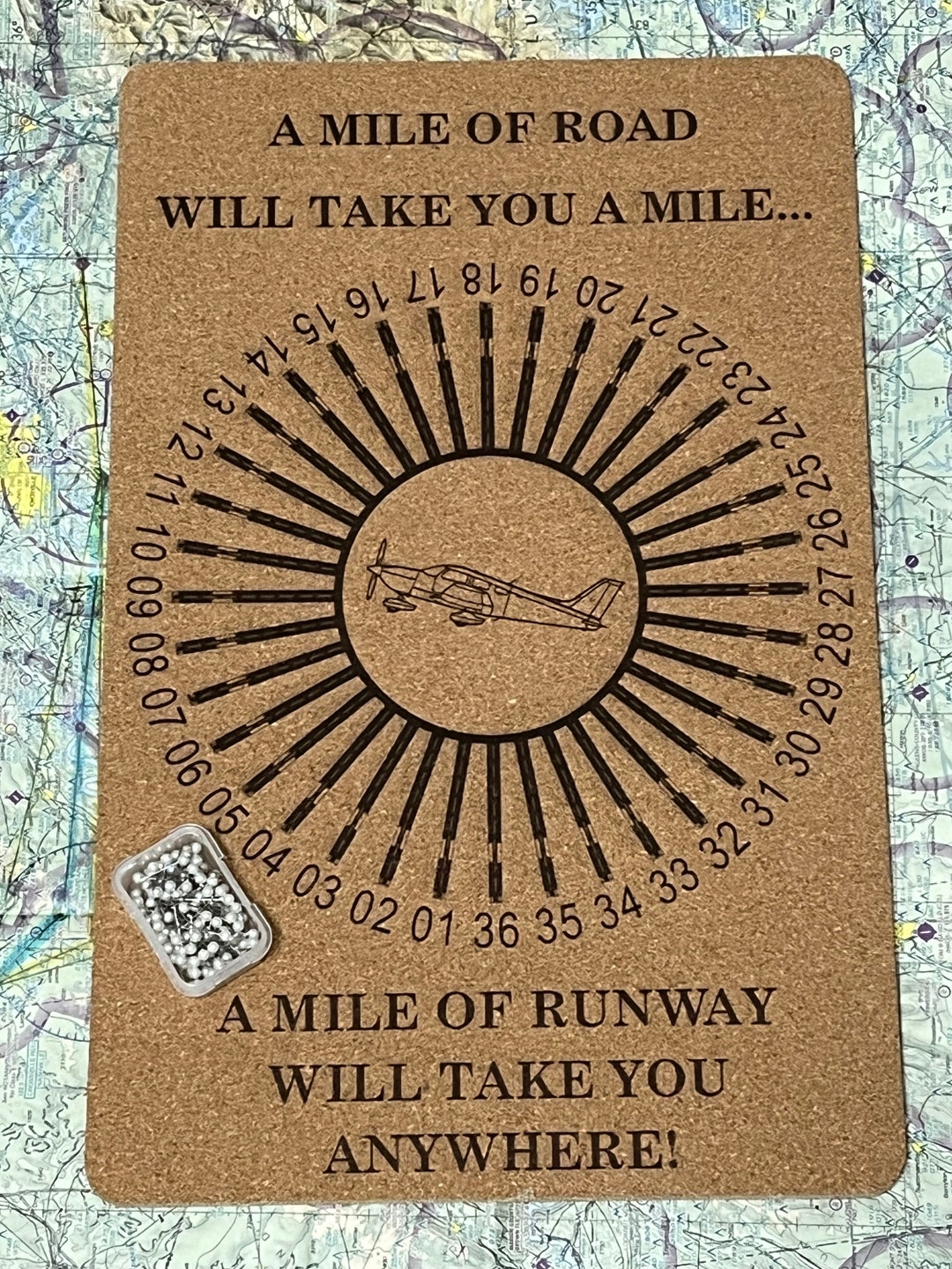 Runway Headings Tracker, Pilot Gift, Push Pin Map - Etsy