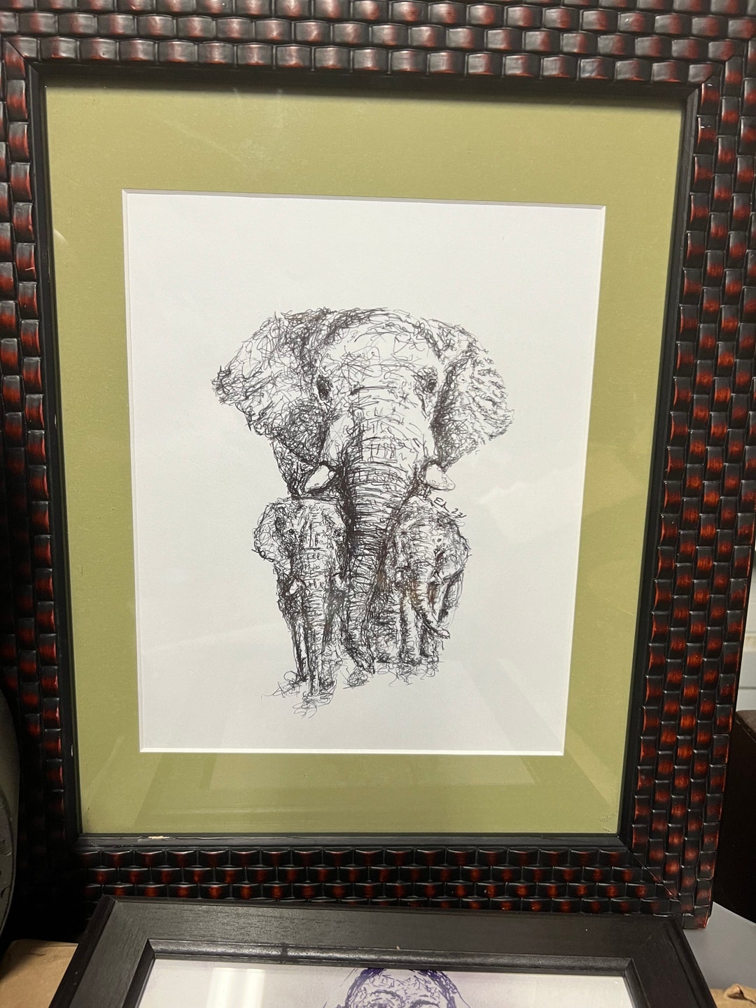 9 X 12 Drawing / Pen on Paper Safari / Elephants / Original Drawing - Etsy