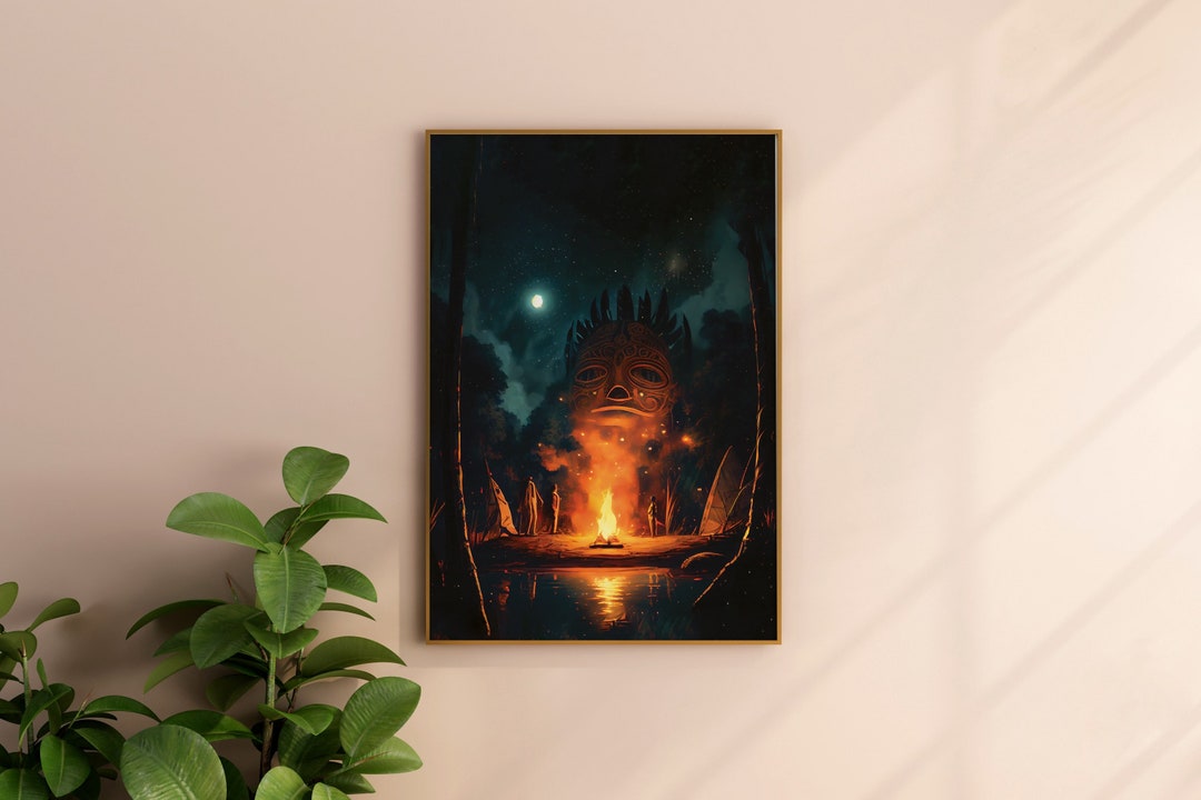 Tribal Art Ritual Mask Painting Visionary Spiritual Fire Water Moon ...