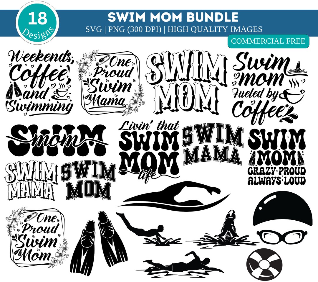 Swim Mom SVG Bundle| Swimming Svg| Swimmer Mom Png| Swimmer Clipart ...