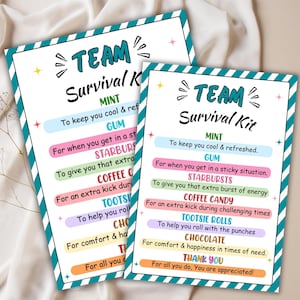 Editable Team Survival Kit Gift Tag Printable, Employee Welcome Gift Survival Kit, Staff Welcome ...