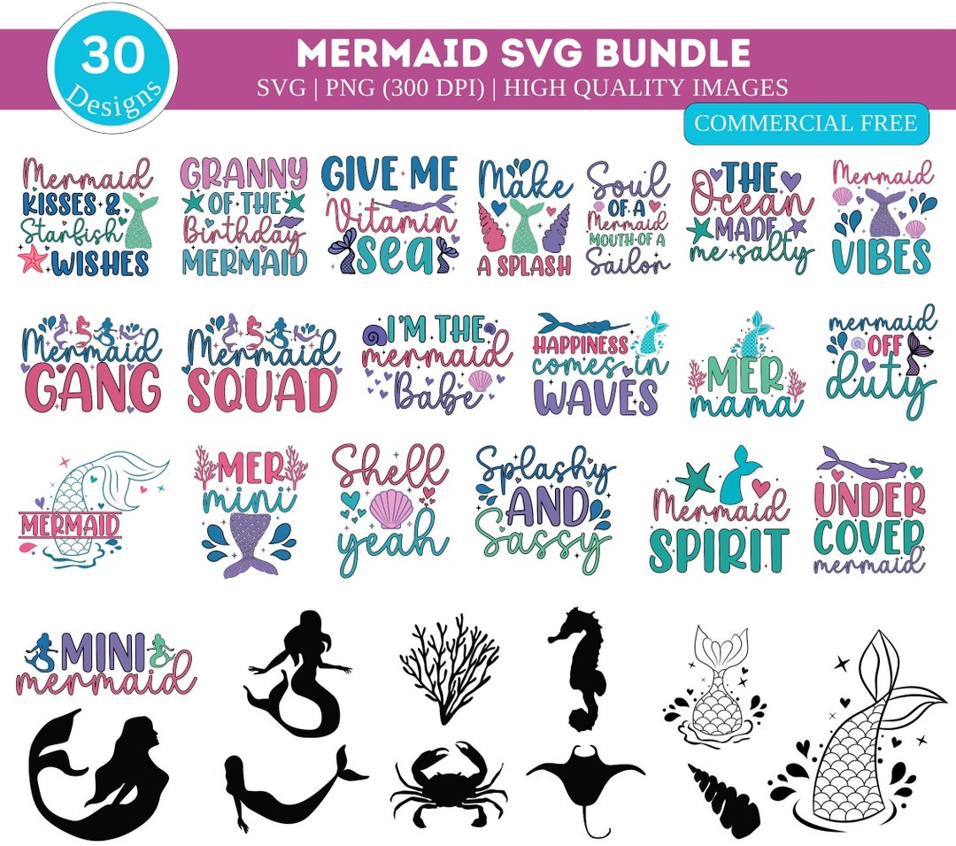 Mermaid Quotes SVG Bundle| Mermaid Quotes PNG Bundle| Summer Svg ...