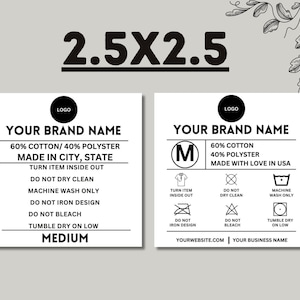 Editable Clothing Tag Canva Template Bundle| T-shirt Neck Label Tag ...