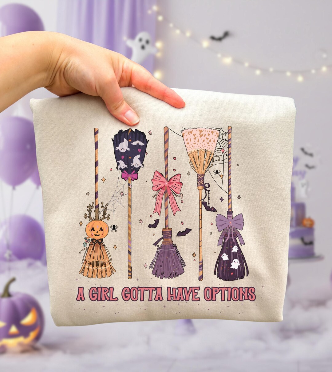 Retro Halloween Girl Gotta Have Options Witch Brooms Png, Coquette ...