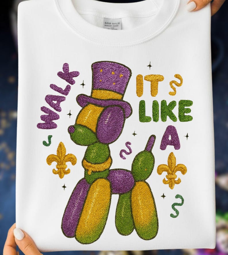 Mardi Gras Balloon Dog Brushstroke PNG, Walk It Like A Dog Watercolor ...