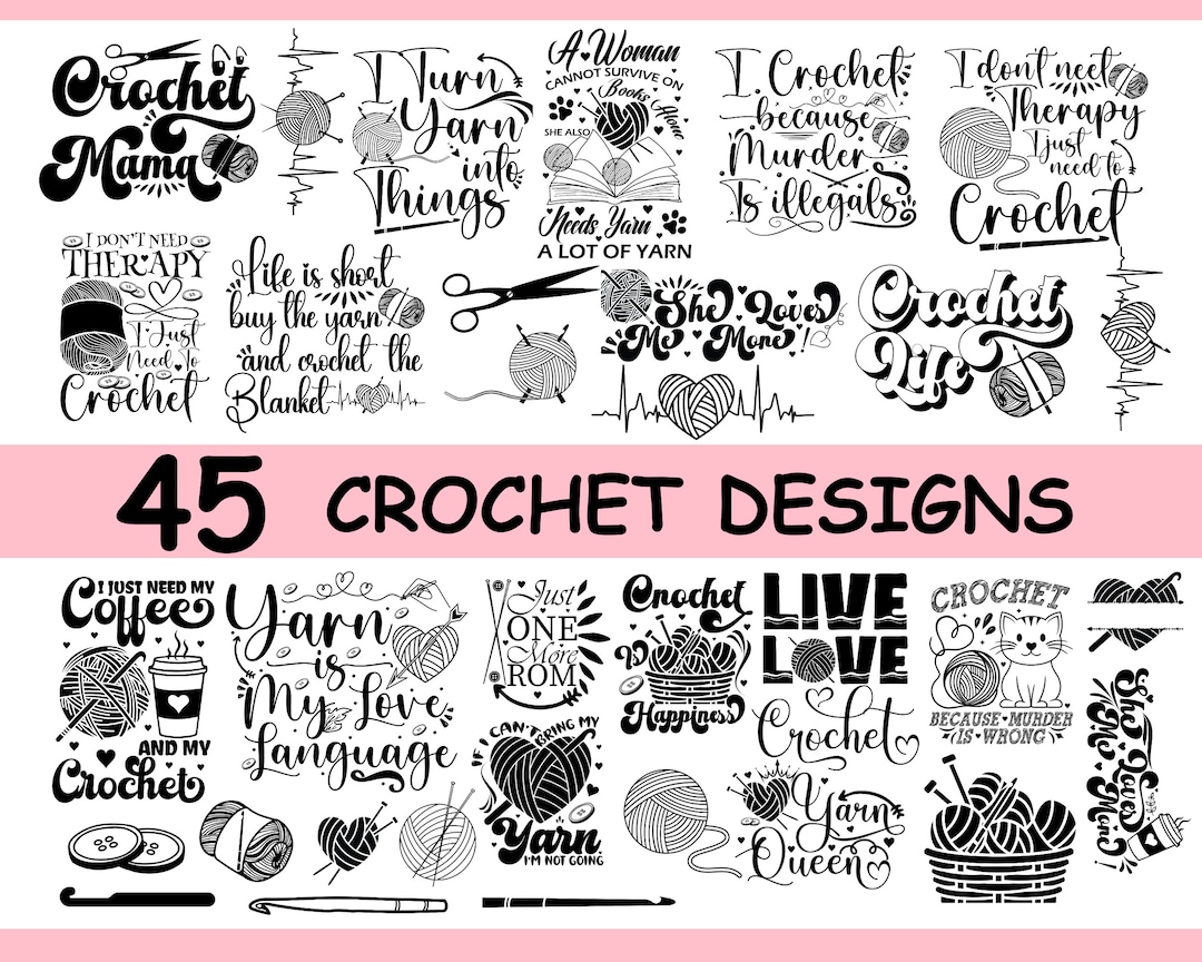 Crochet Quotes SVG PNG Bundle| Crochet Hook Svg| Crochet Girl Svg ...