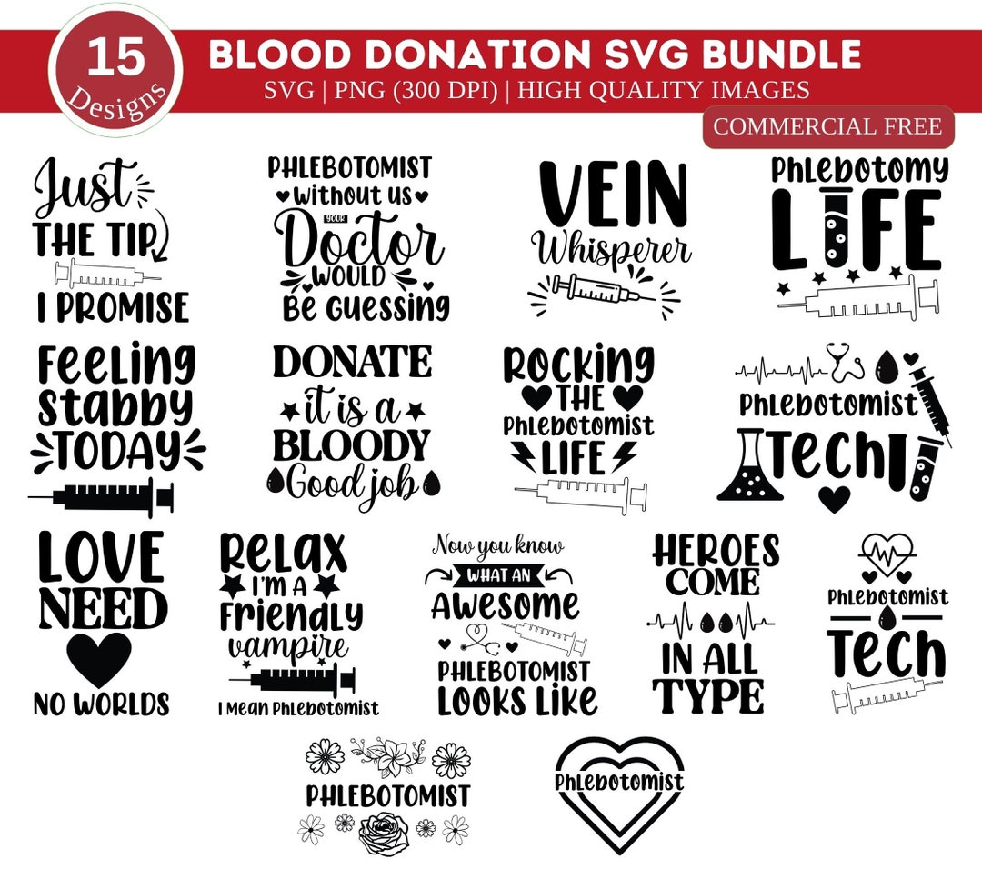 Blood Donation SVG Bundle| Blood Donation PNG Bundle| Boold Donation ...