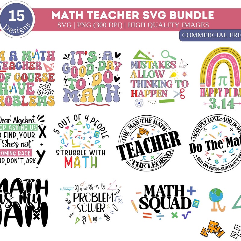 Math Teacher Svg - Etsy