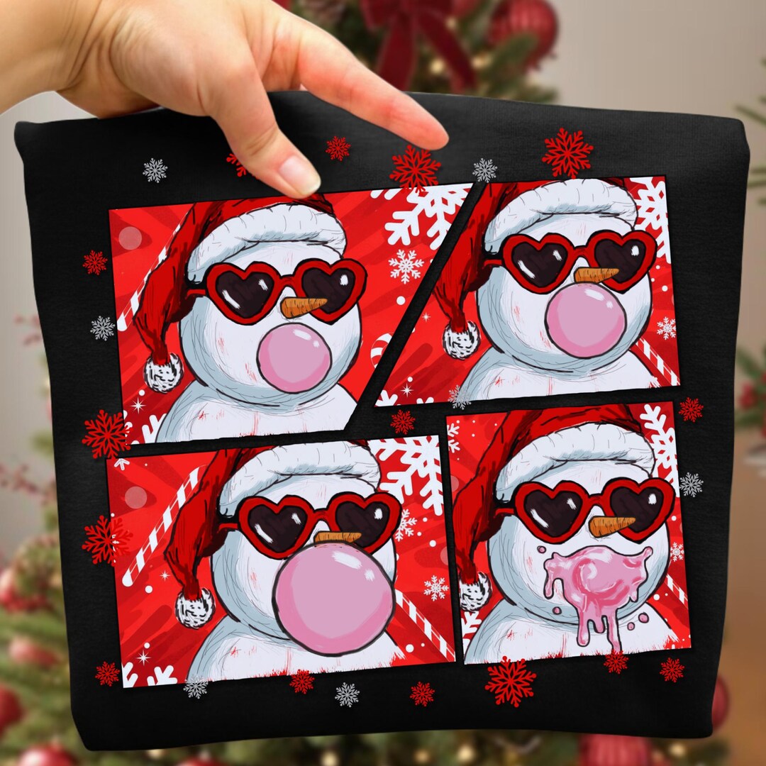 Funny Snowman Christmas Blowing Bubble Png, Retro Snowman With ...