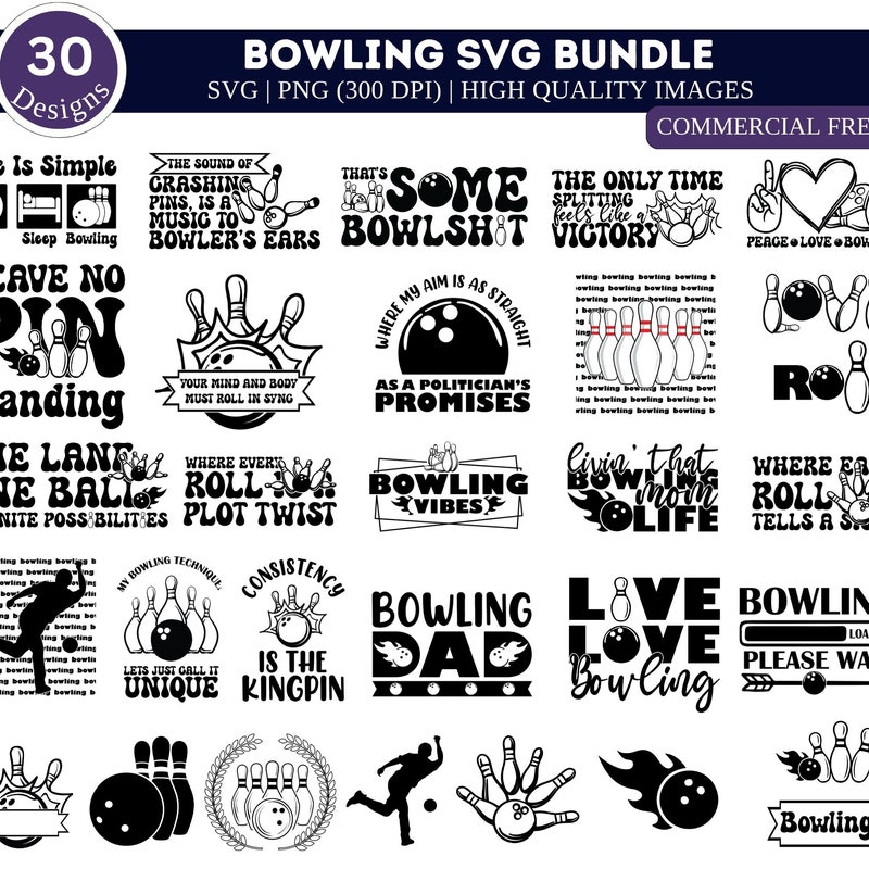 Bowling Svg - Etsy