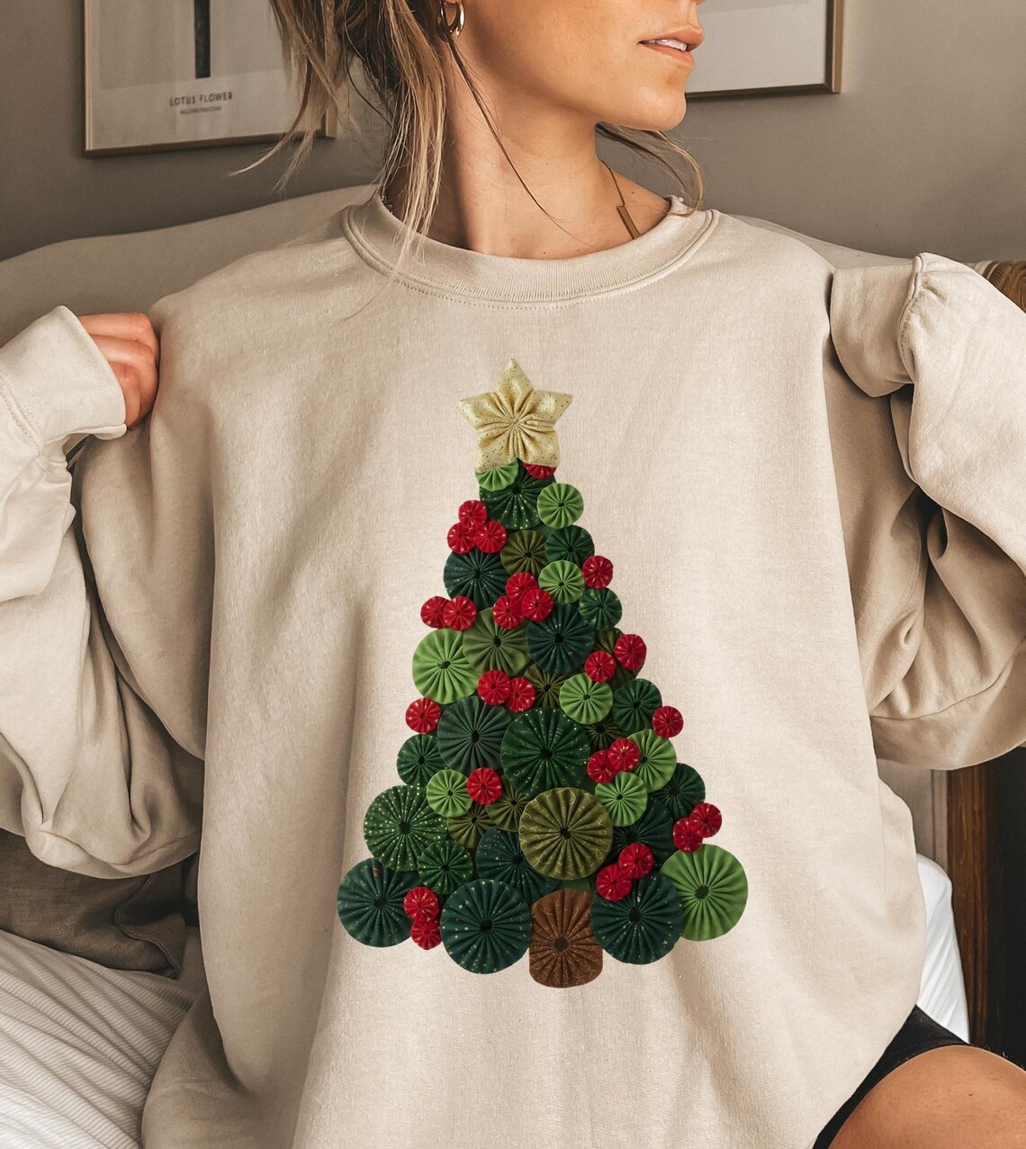 Yoyo Quilt Christmas Tree Png, Christmas Tree Sublimation Design, Merry ...