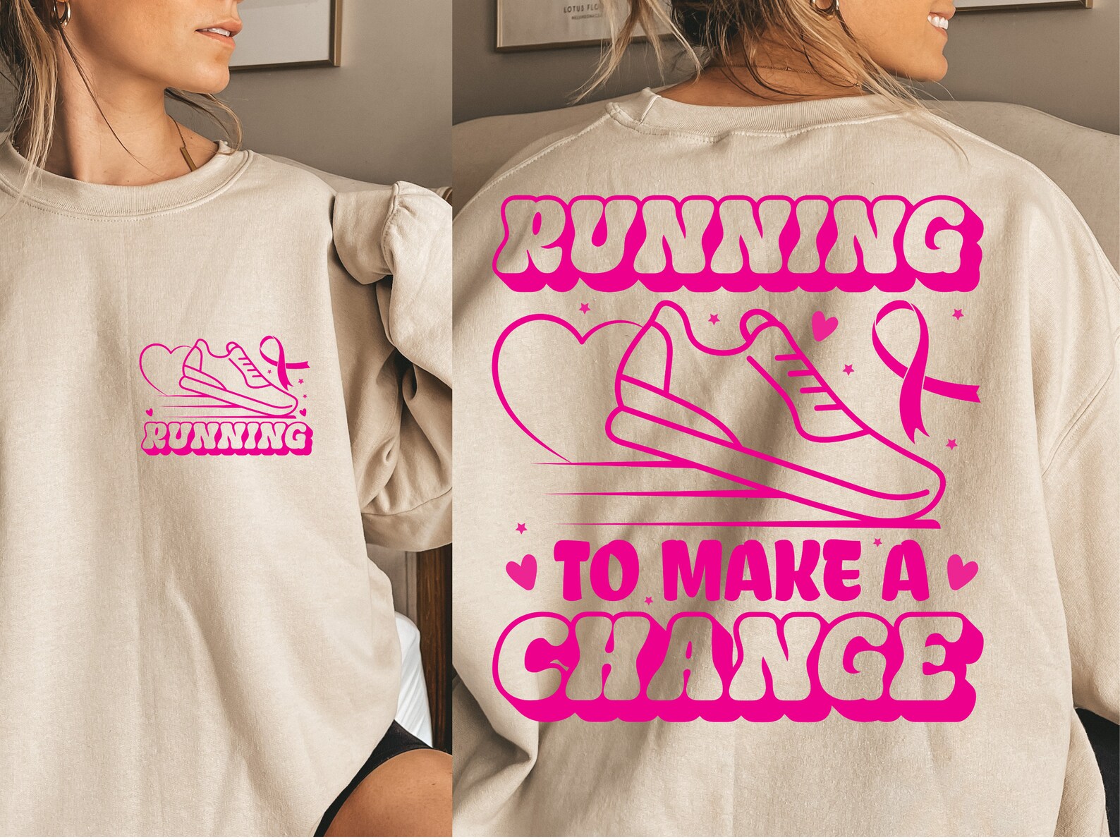 Breast Cancer Running Svg, Free Mockup Included, Running to Make a ...