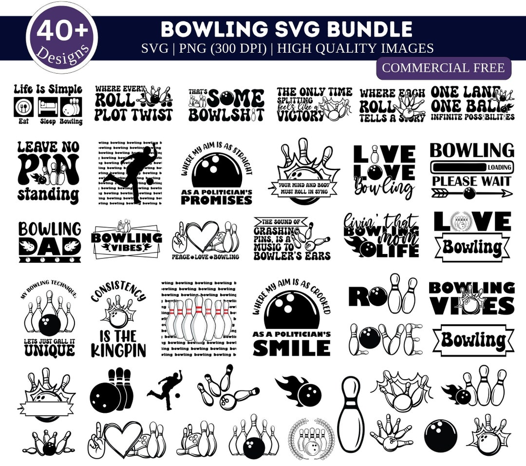 Bowling SVG PNG Bundle| Bowling SVG| Bowling Cutfiles| Bowling T-shirt ...