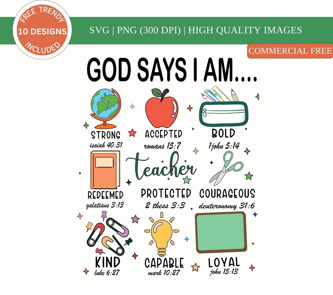God Says I Am Teacher SVG PNG| Teacher Life Svg| Christian Teacher ...