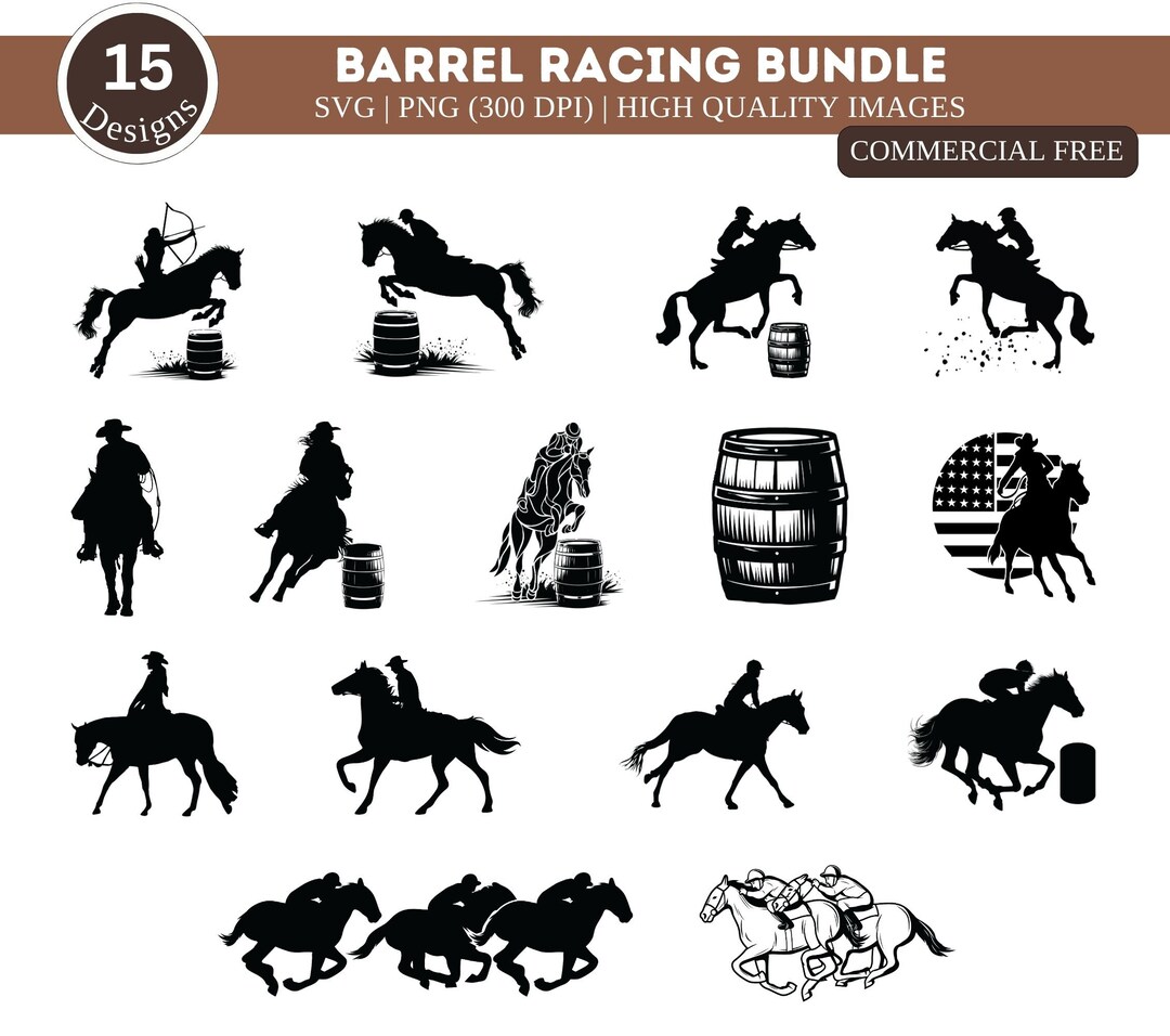 Barrel Racing Clipart| Barrel Racing Png| Horse Svg| Rodeo Bundle SVG ...