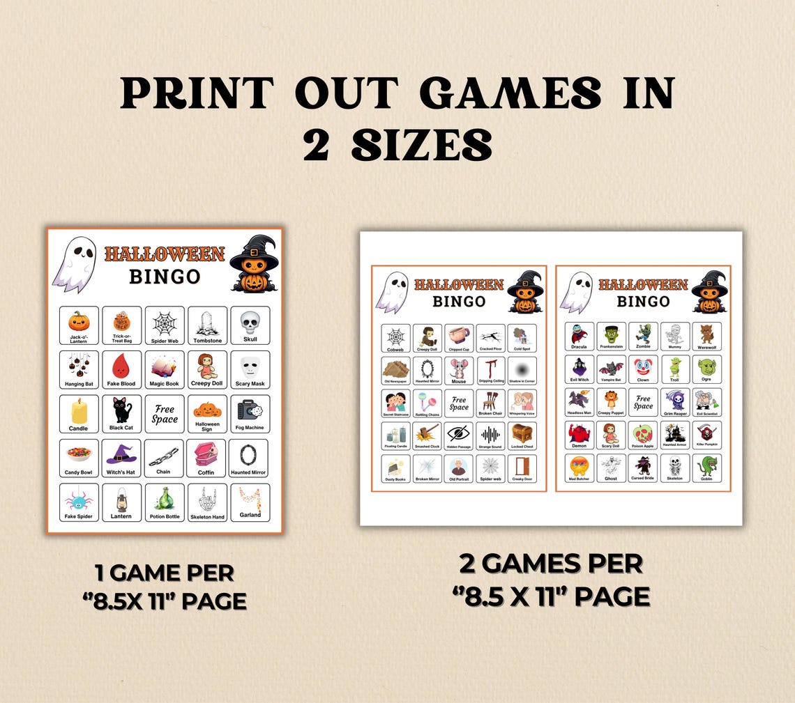 Halloween Bingo Games Bundle Printable, Halloween Party Ideas ...