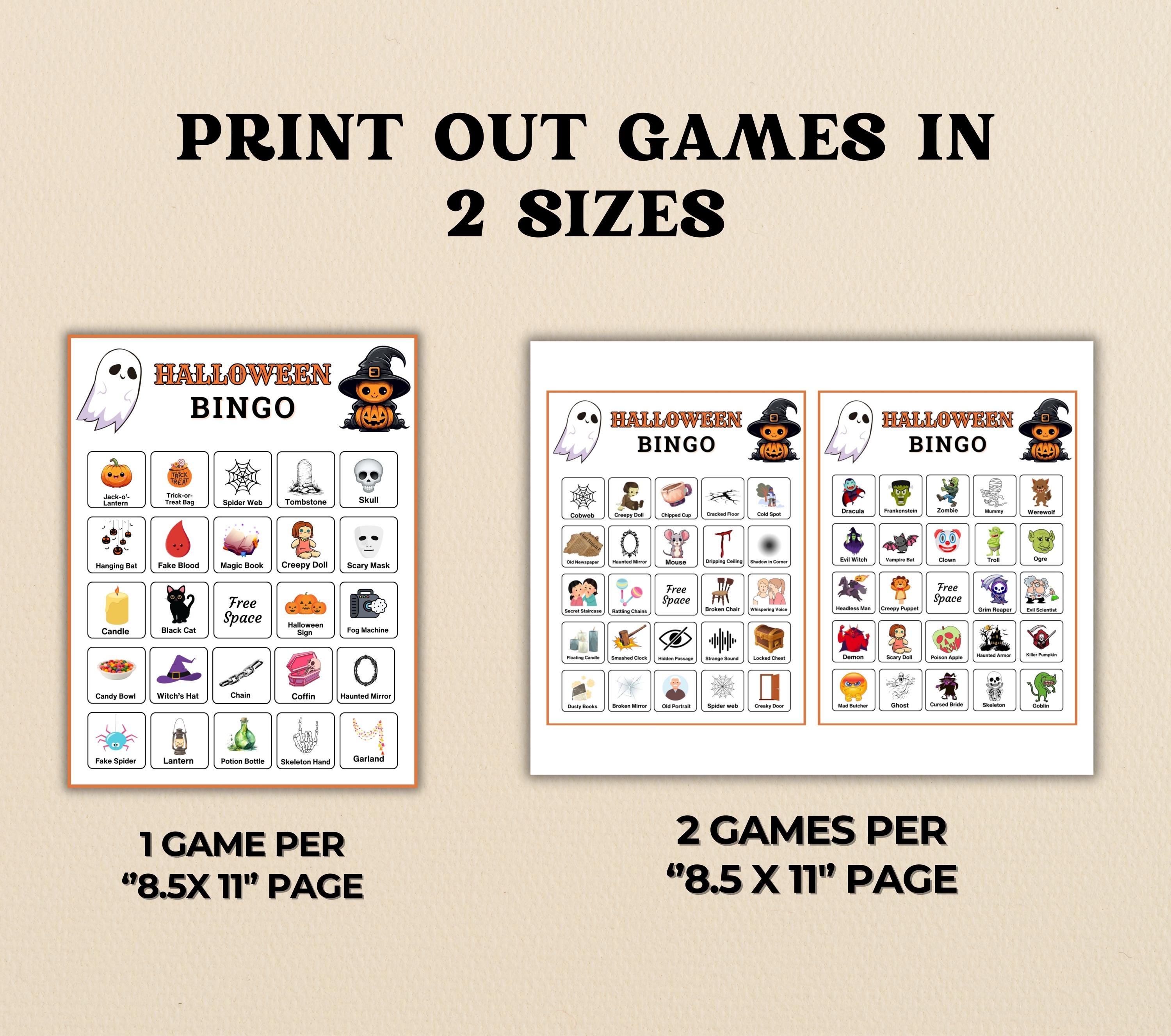 Halloween Bingo Games Bundle Printable, Halloween Party Ideas ...