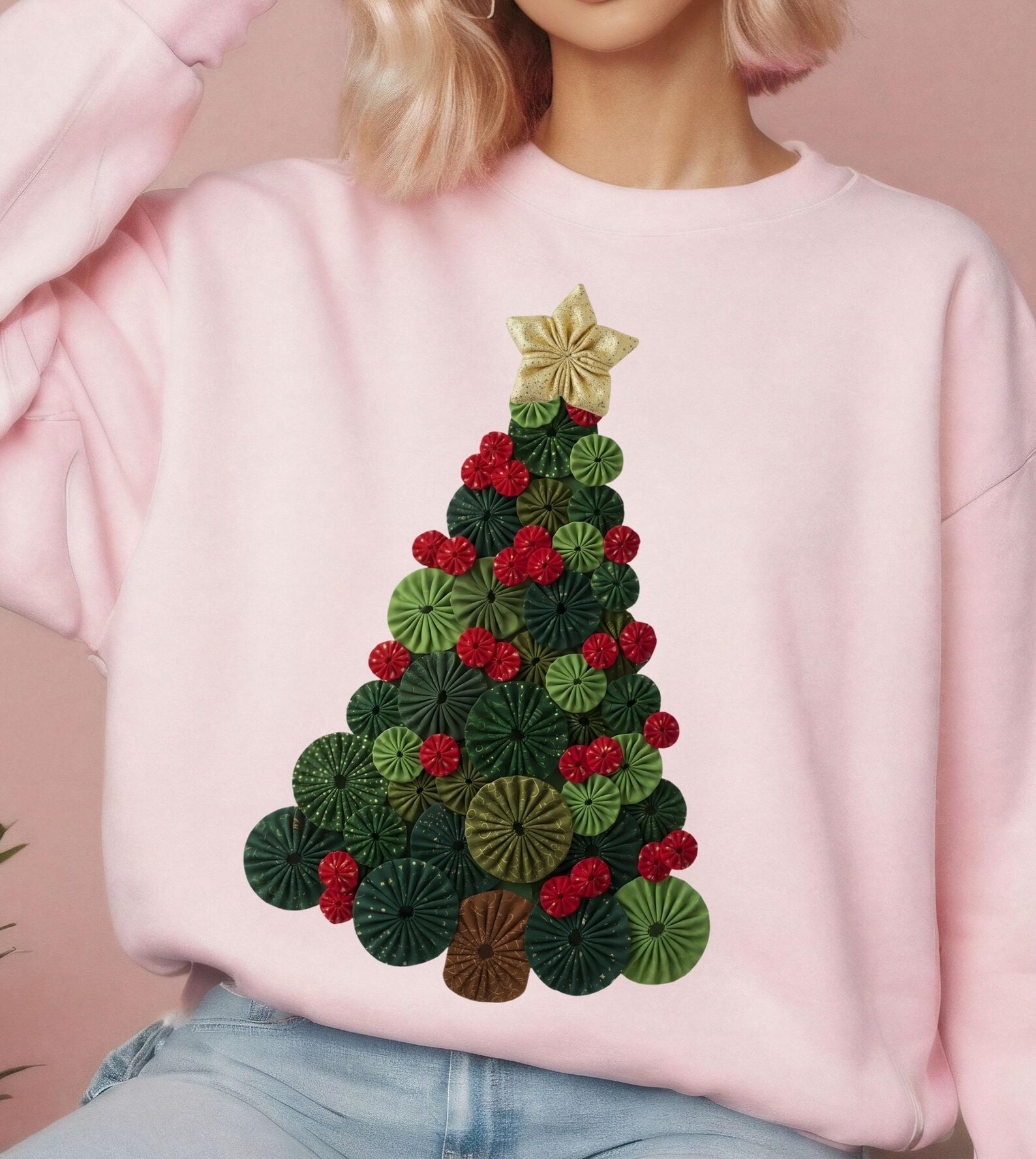 Yoyo Quilt Christmas Tree Png, Christmas Tree Sublimation Design, Merry ...