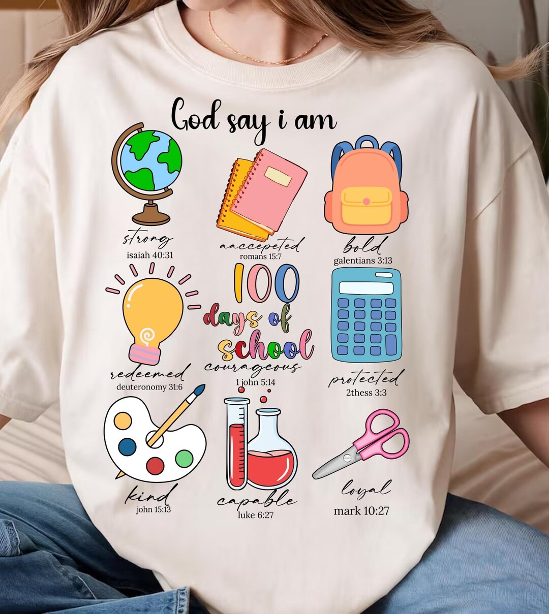 God Says I Am 100 Days of School Png, Christian 100 Days of School Png ...