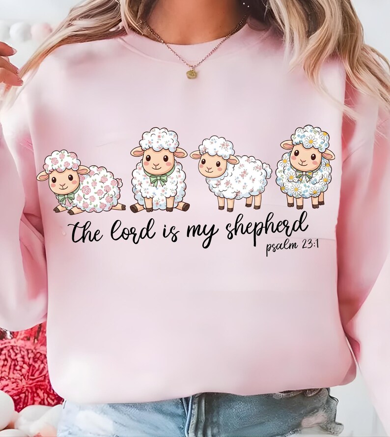 The Lord is My Shepherd Png, Floral Sheep Easter Png, Retro Spring Png ...