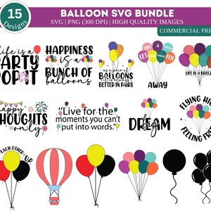 Balloon SVG Bundle Balloon Bunch Png Balloon Quotes Svg Balloons ...