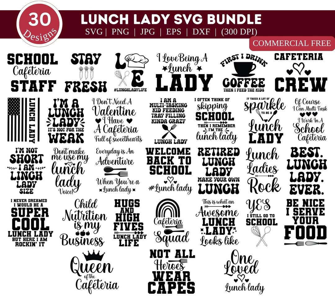 Lunch Lady SVG PNG Bundle| Lunch Lady Gift| Lunch Lady Squad Png| Lunch ...