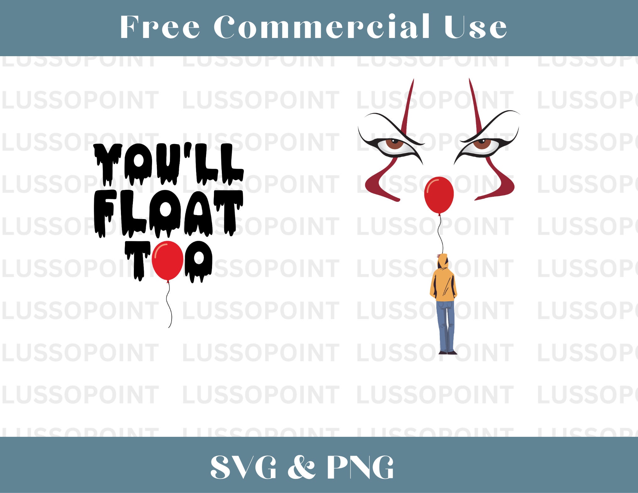 Horror Clown Balloon SVG You'll Float Too PNG Horror - Etsy