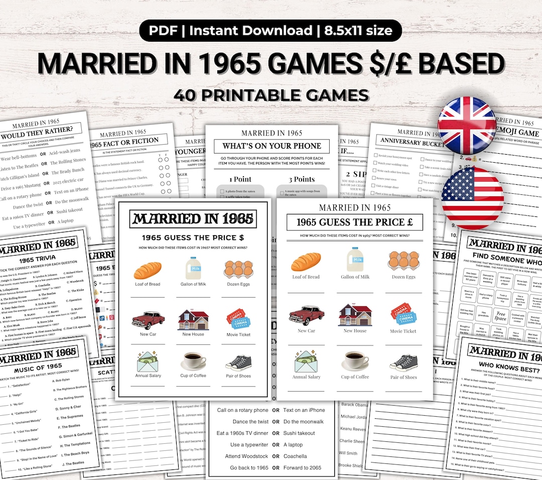 60th Anniversary Games, 1965 Trivia, Party Games (digital Download ...
