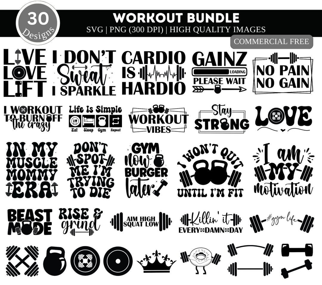 Workout SVG Bundle| Gym SVG Bundle| Fitness Svg| Exercise Svg ...