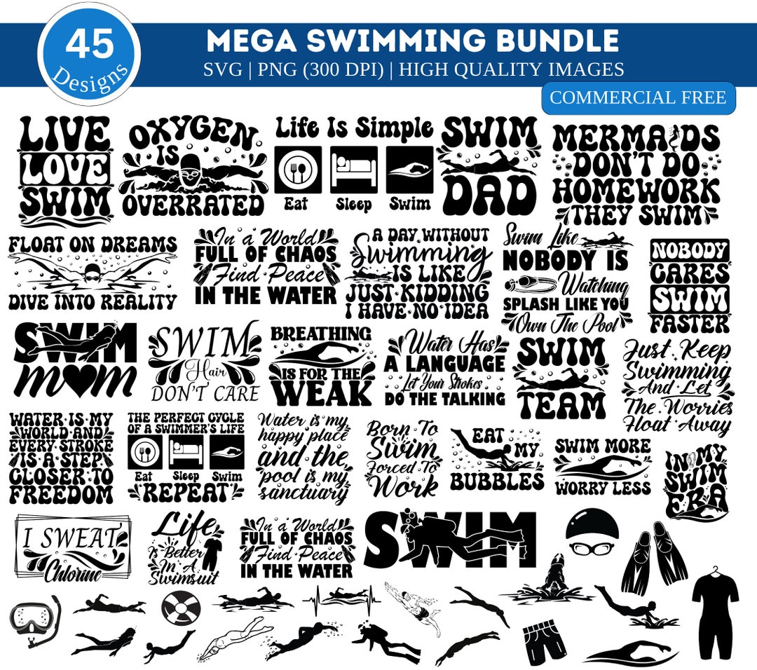 45 Swimming SVG Bundle| Swimmer SVG Bundle| in My Swim Era PNG ...