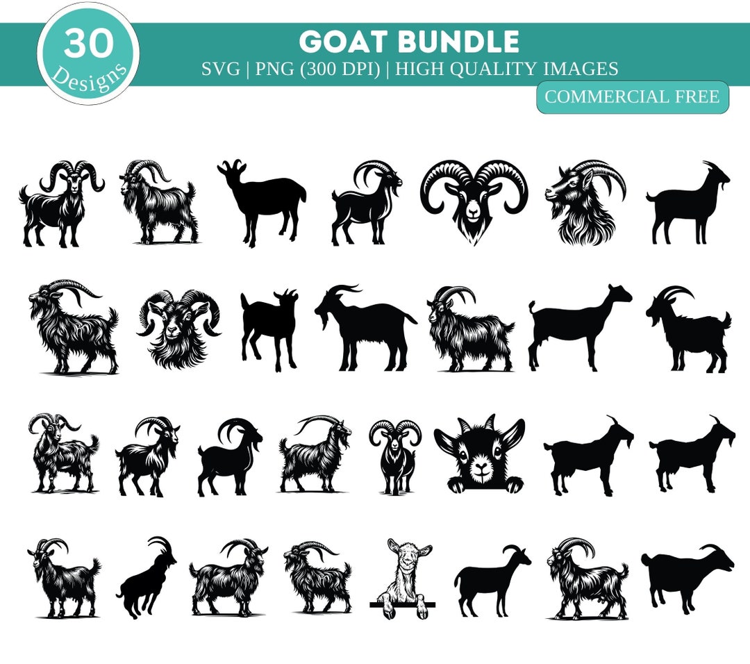 Goat SVG Bundle| Goat PNG Bundle| Goat Clipart| Goat Cut File for ...
