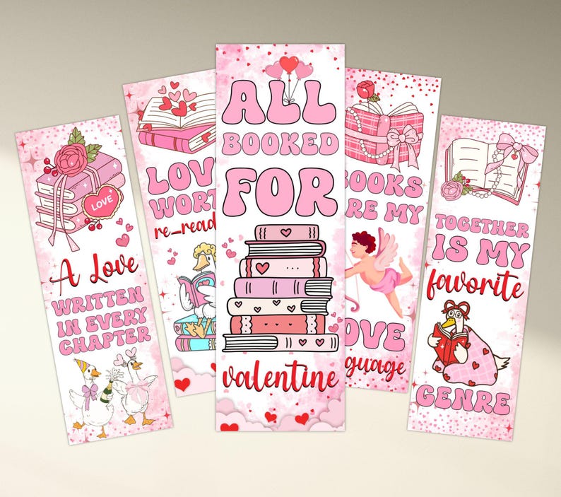 Valentine's Bookmark PNG Bundle, Valentine Bookmark Quotes Design ...